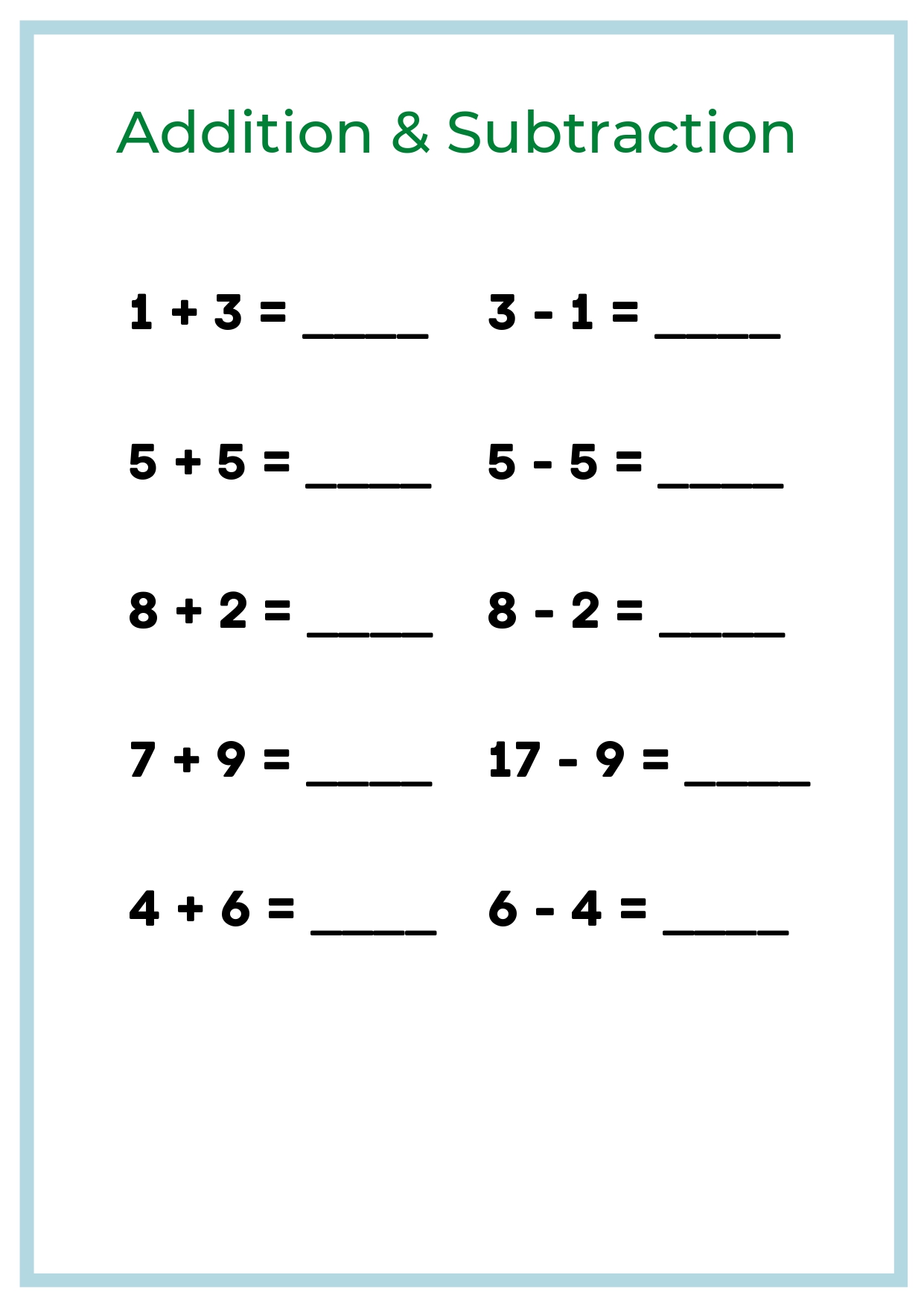 Addition and Subtraction - learnaskid.com